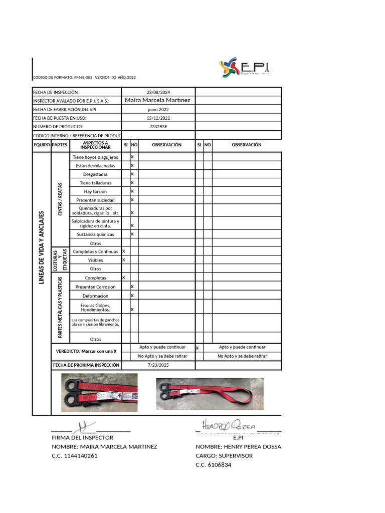 Inspeccion Equios de Altura | PDF | Materiales | Ingeniería mecánica