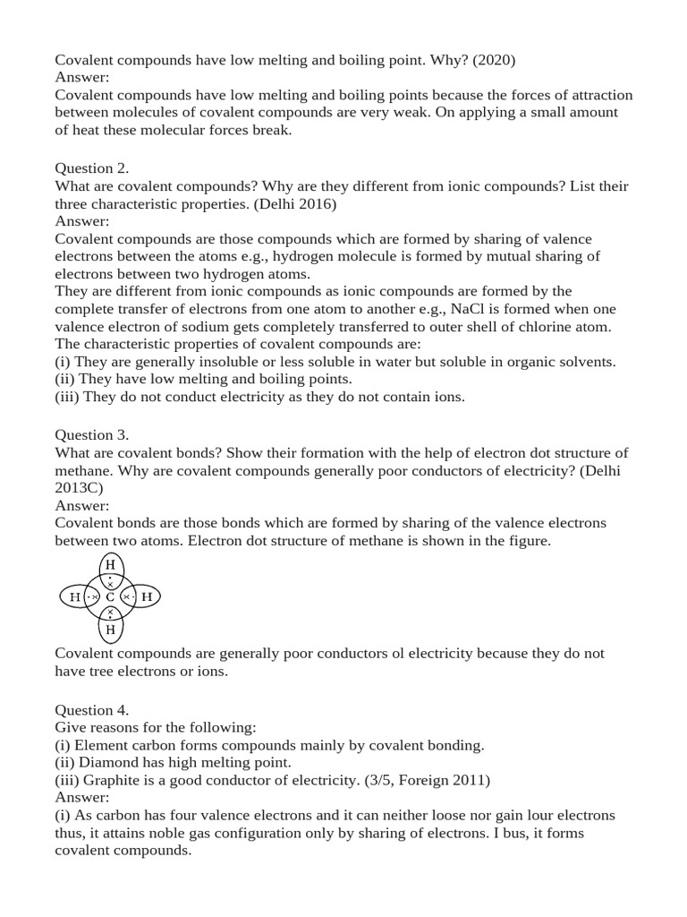Carbon and Its Compounds (Imp QNS) | PDF | Ionic Bonding | Ester