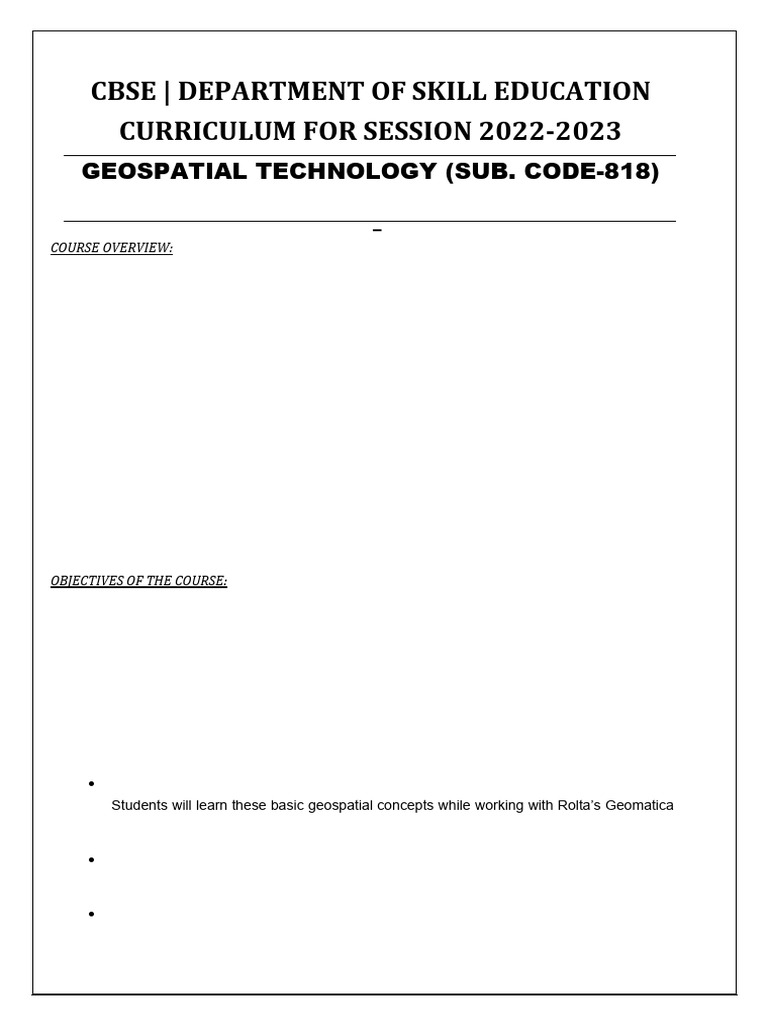CBSE Geospatial Technology Curriculum 2022 | PDF | Geographic ...
