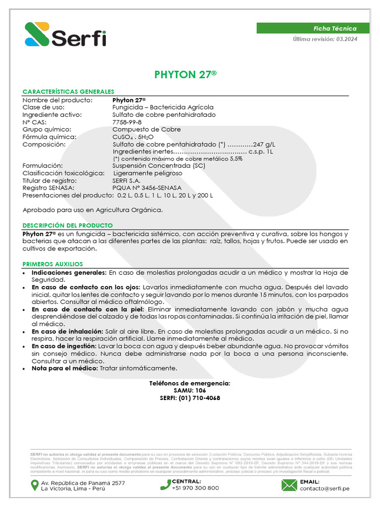 Ficha Tecnica PHYTON 27 v03.2024 | PDF