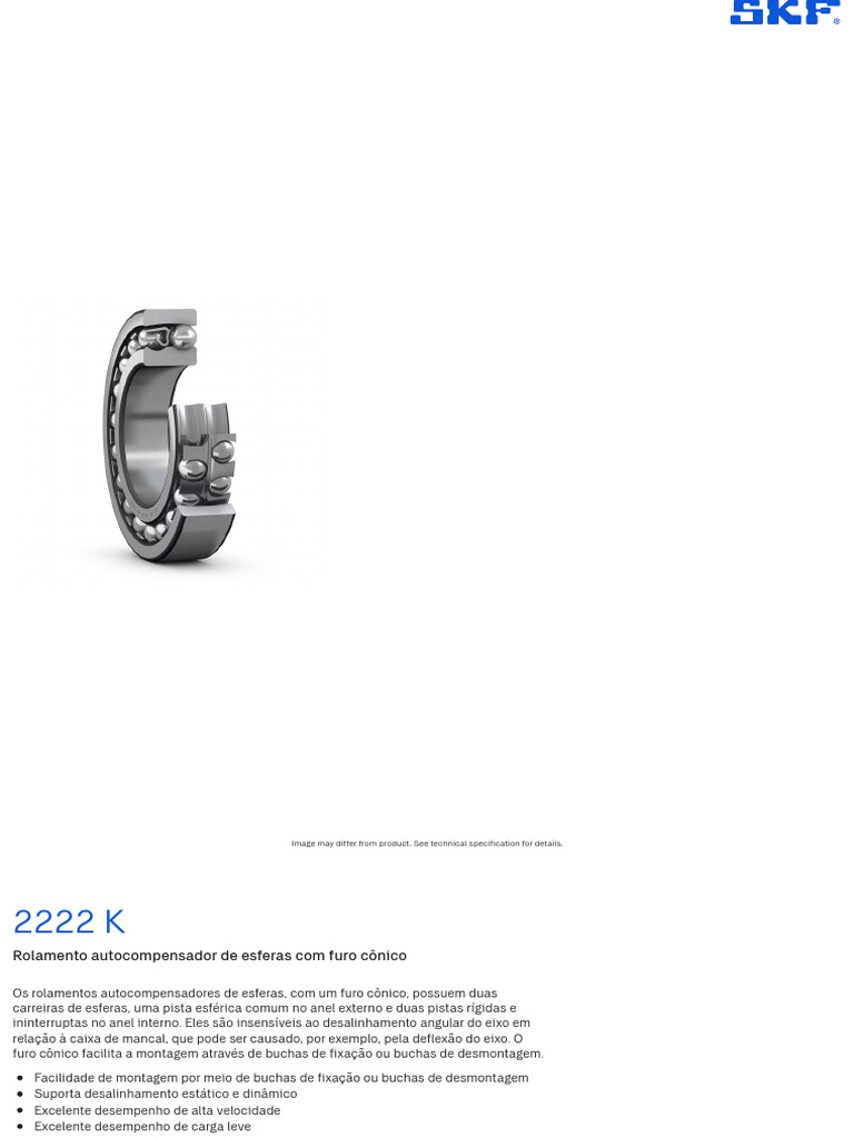 2222 K - Rolamentos Autocompensadores de Esferas - SKF | PDF ...