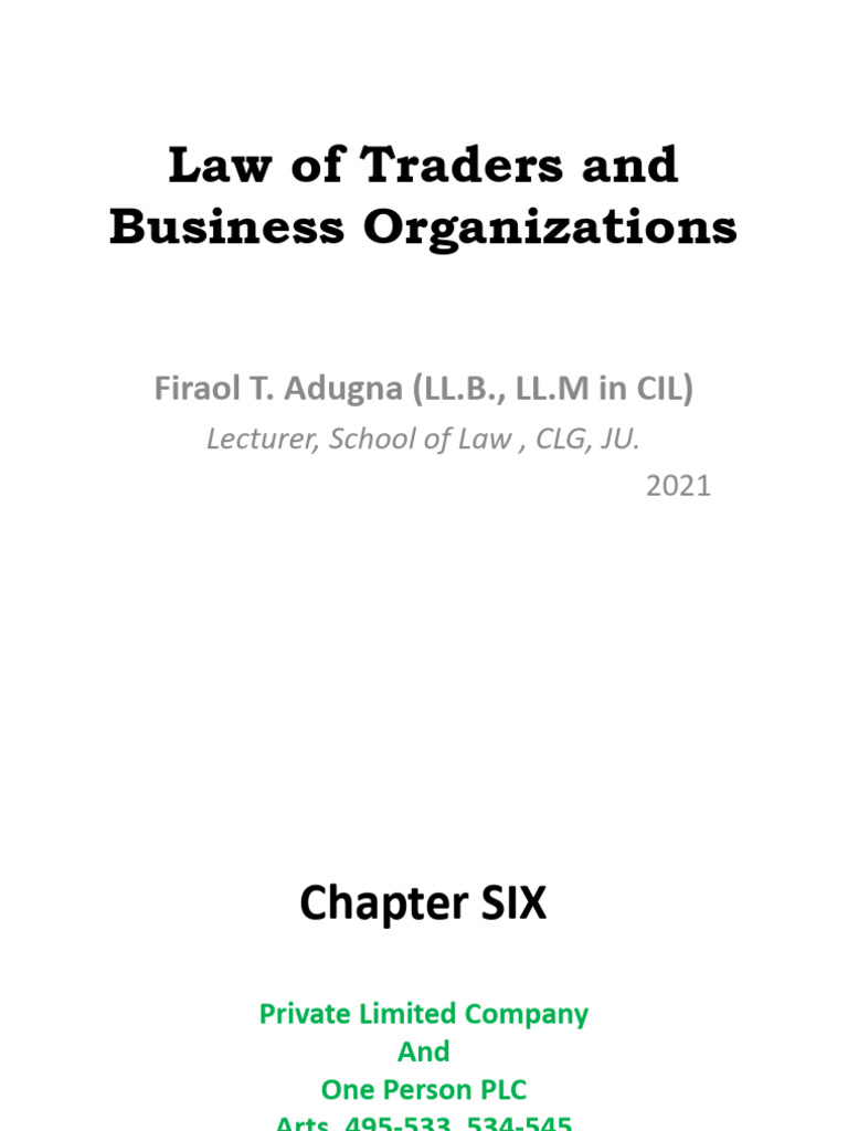 TBO- Firaol Chapter 6, PLC and OMPLC & 7 | PDF | Subsidiary | Liquidation TBO- Firaol Chapter 6, PLC and OMPLC & 7 | PDF | Subsidiary | Liquidation