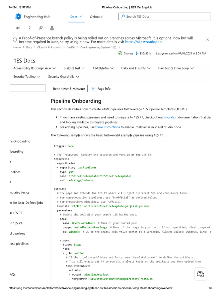 Pipeline Onboarding Overview | PDF