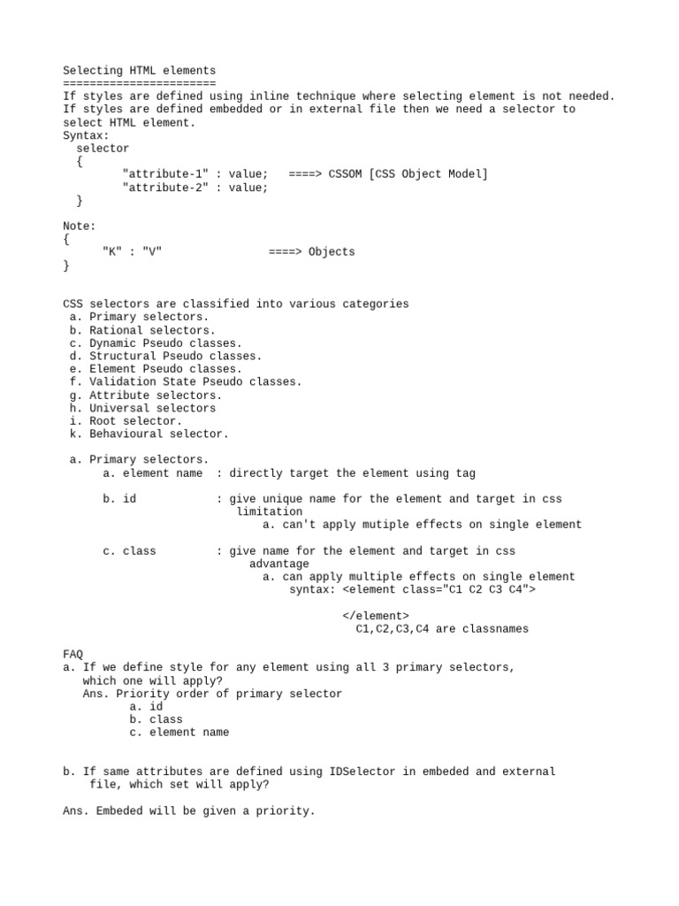 08-01-2025-webdev-b1-class-notes(introduction to selectors) | PDF