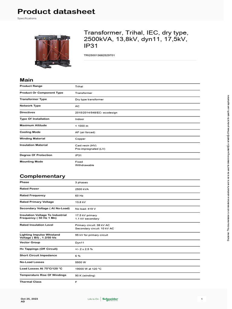 Schneider Electric_Trihal_TRI250013682529701 (1) | PDF | Transformer ...