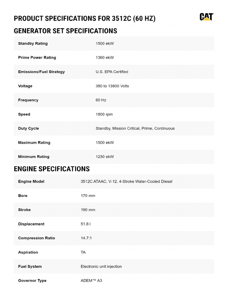 3512C (60 HZ) - 1500kW | PDF