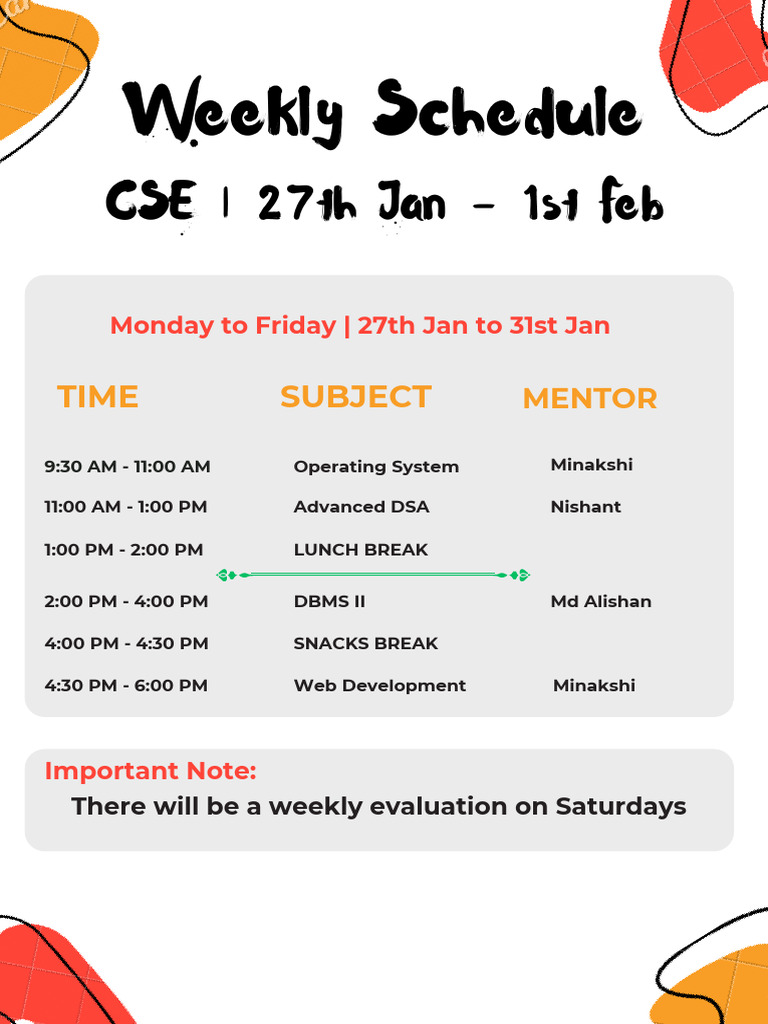 CSE - Jan Schedule | PDF