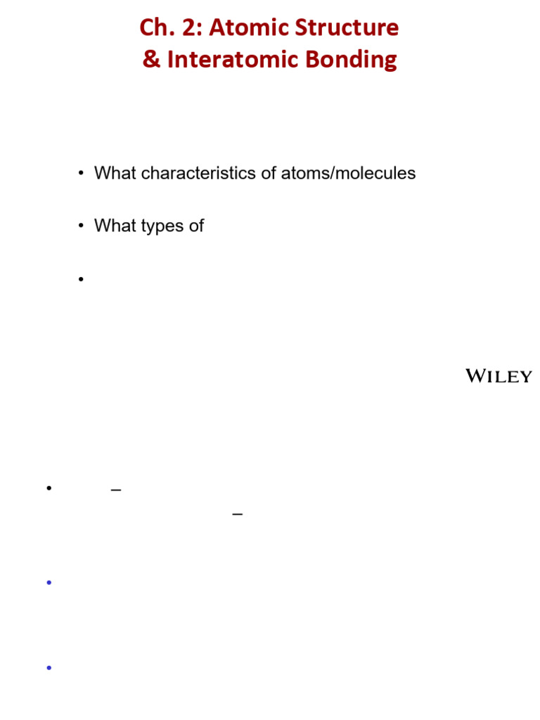 Ch. 2 Atomic Structure | PDF | Chemical Bond | Electron Configuration