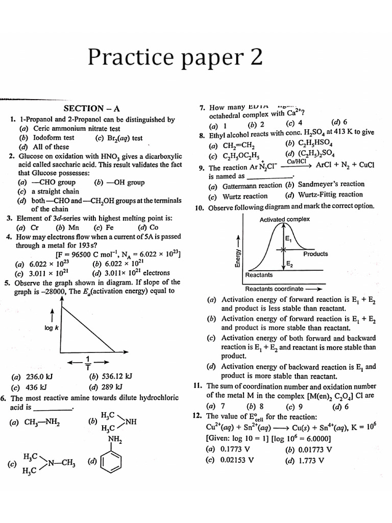 Chemistry Practice Paper 2 | PDF