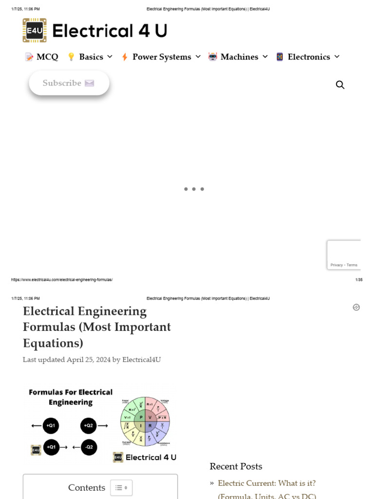 Electrical Engineering Formulas (Most Important Equations ...