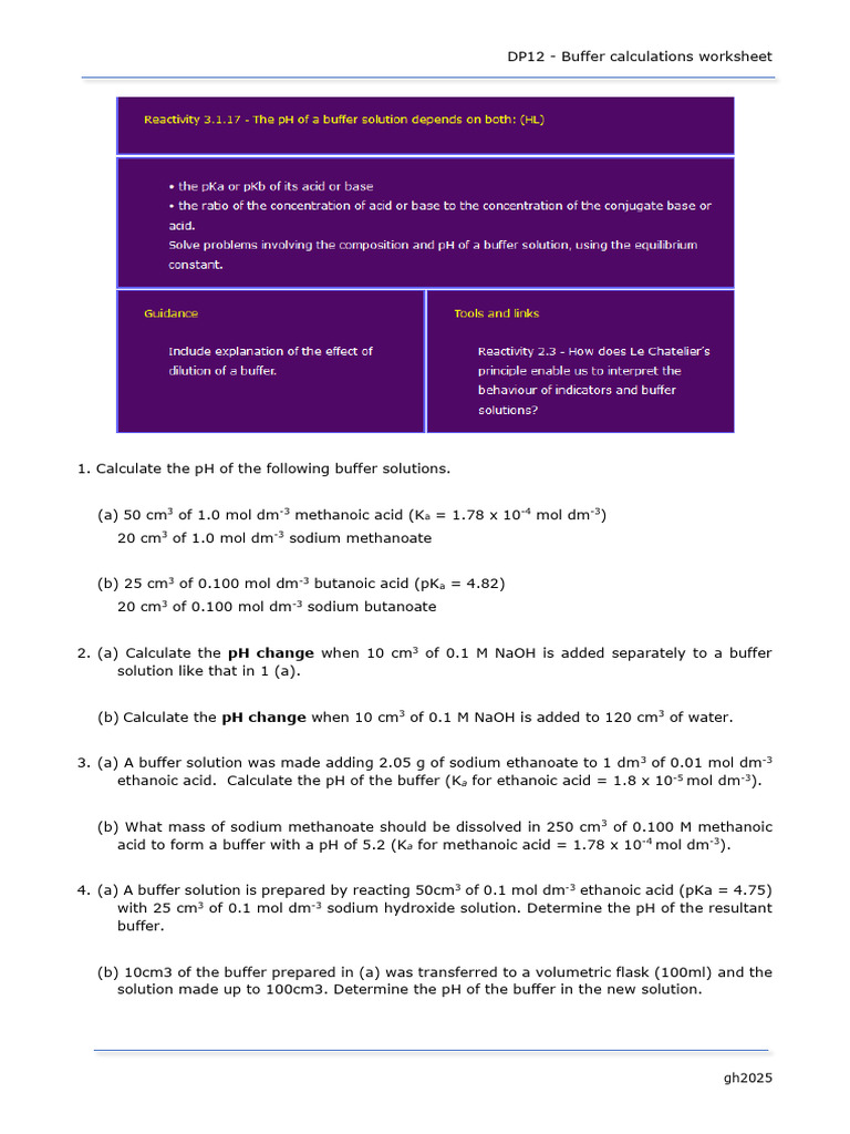 Buffer Solution pH Calculation Guide | PDF