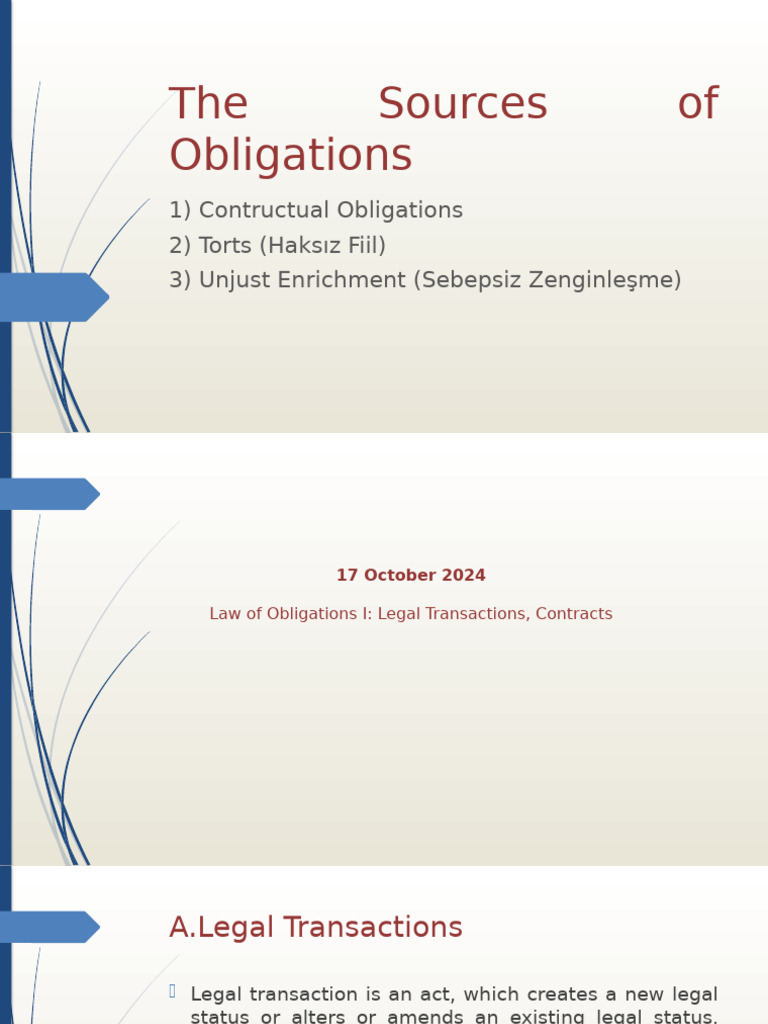 Sources of Obligations in Law | PDF | Misrepresentation | Property