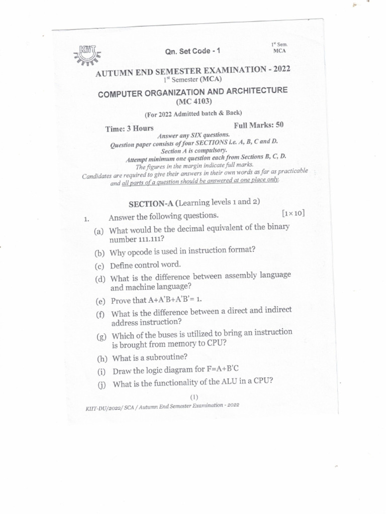 Computer Organization and Architecture-MC4103 | PDF