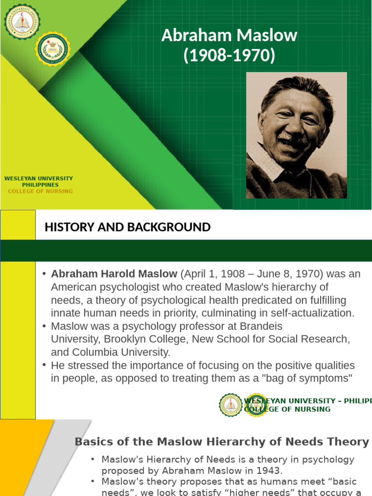 Abraham-Maslow | PDF | Behavioural Sciences | Psychological Schools