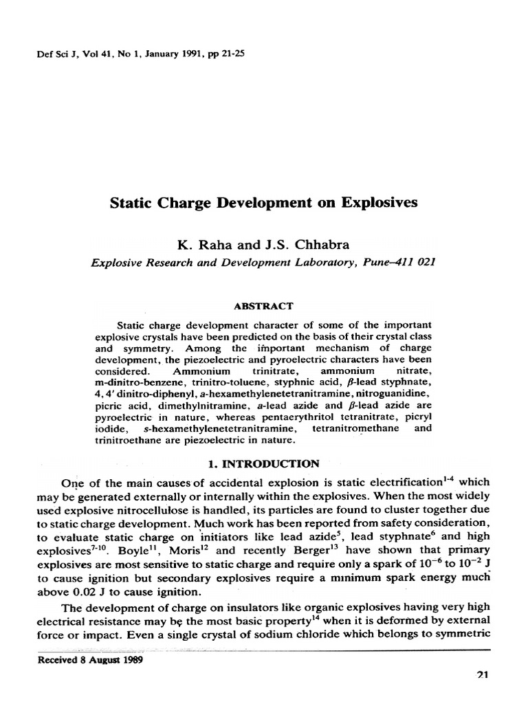 Static Charge Developöemt PM Explosiv | PDF | Physical Sciences ...