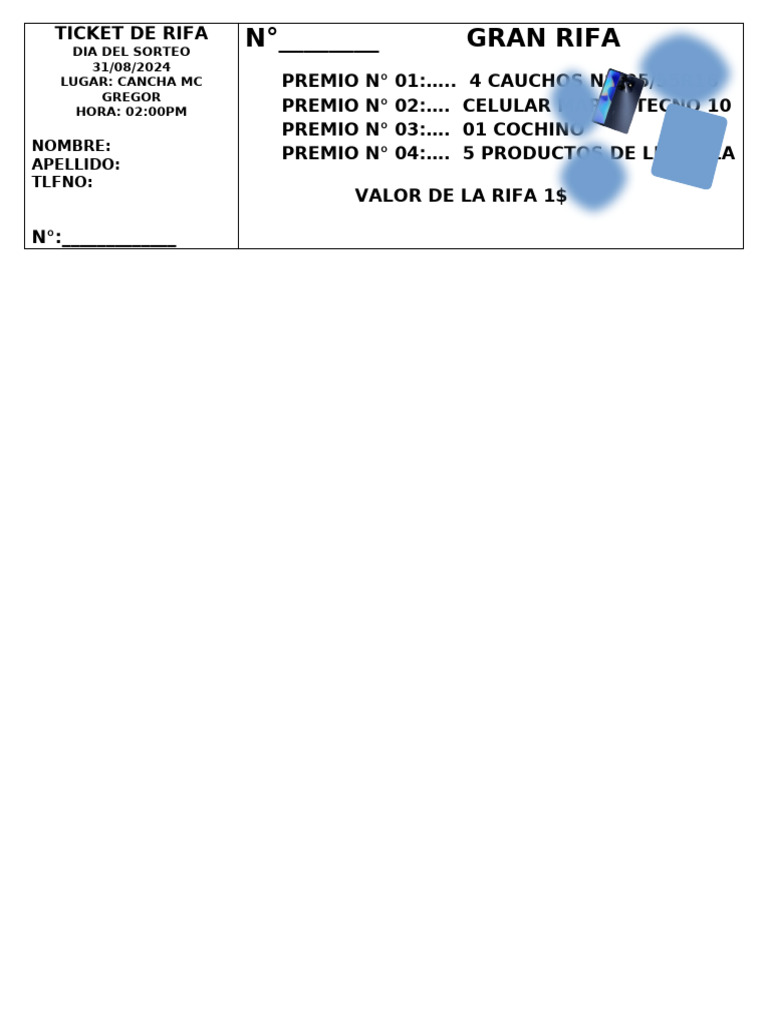 TICKET DE RIFA | PDF