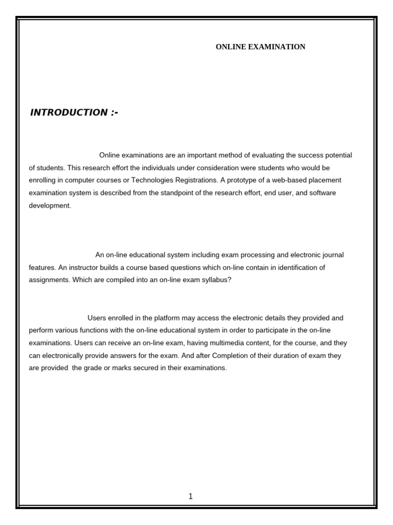 Online Exam Project Report | PDF | Html | Java Script