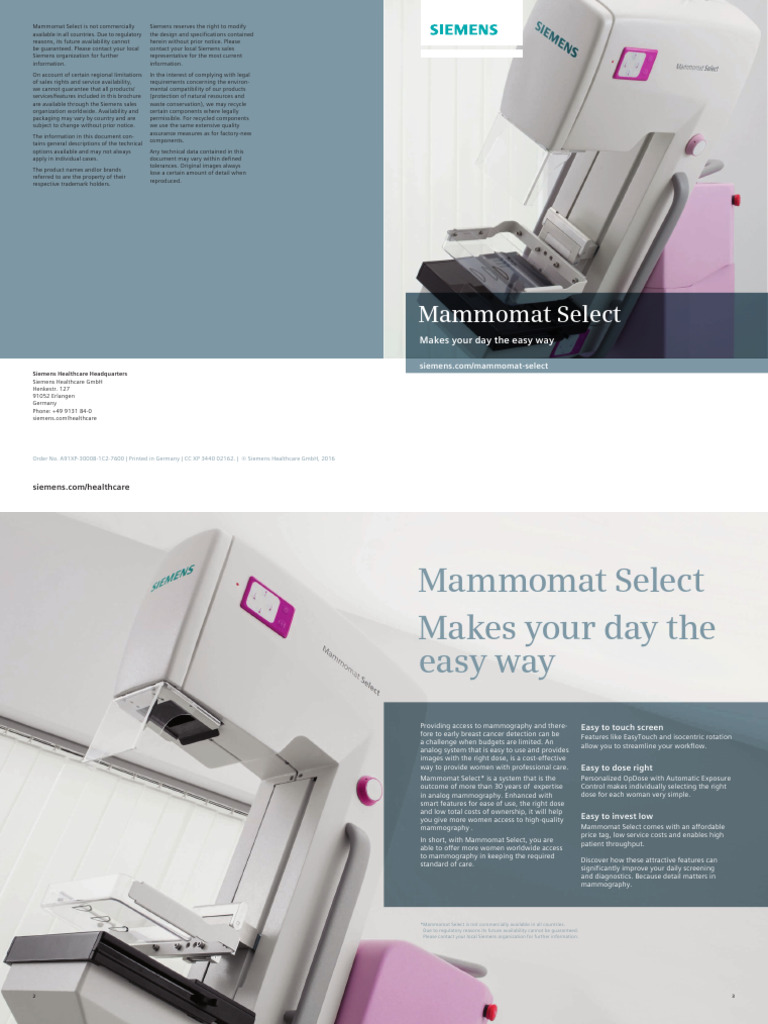 Mammography Mammomat Select Product-Brochure 1800000002668877 | PDF ...