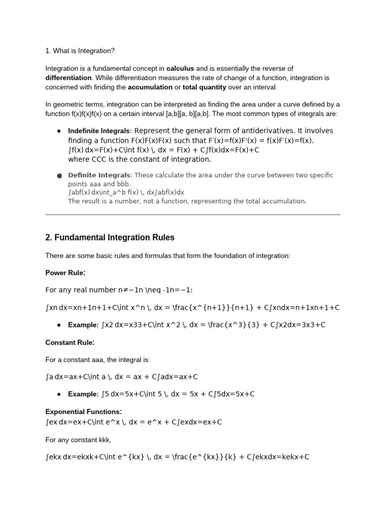 Integration Pdf Trigonometric Functions Integral