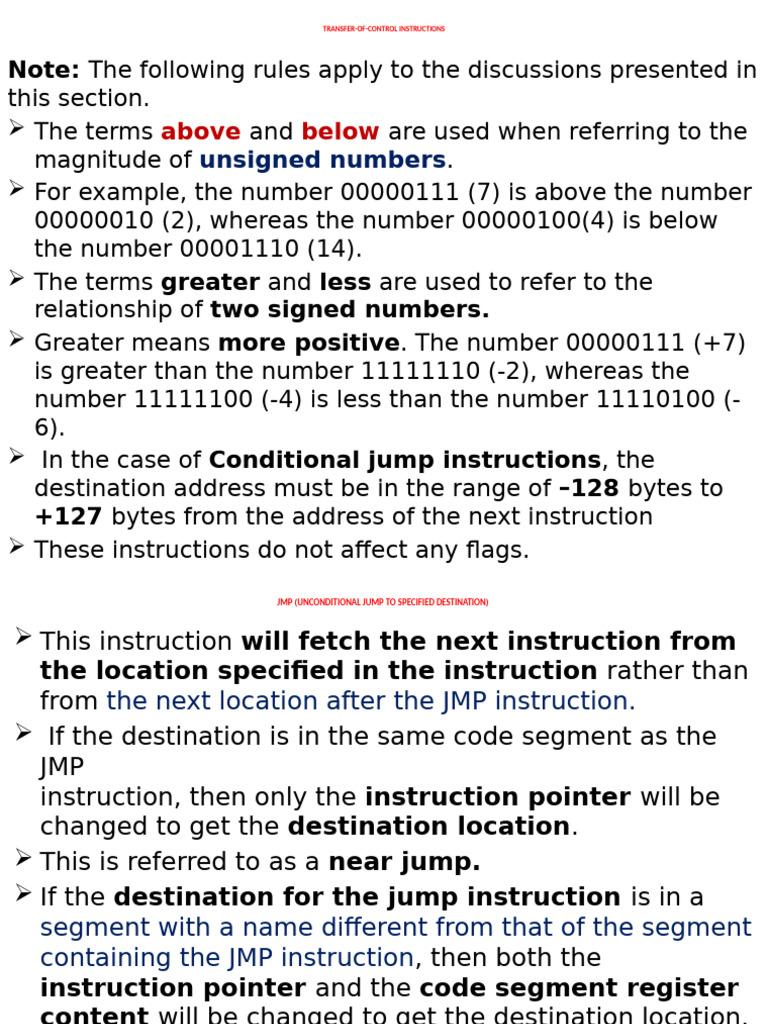 8086 Control flow instruction | PDF | Pointer (Computer Programming) | Computer Science