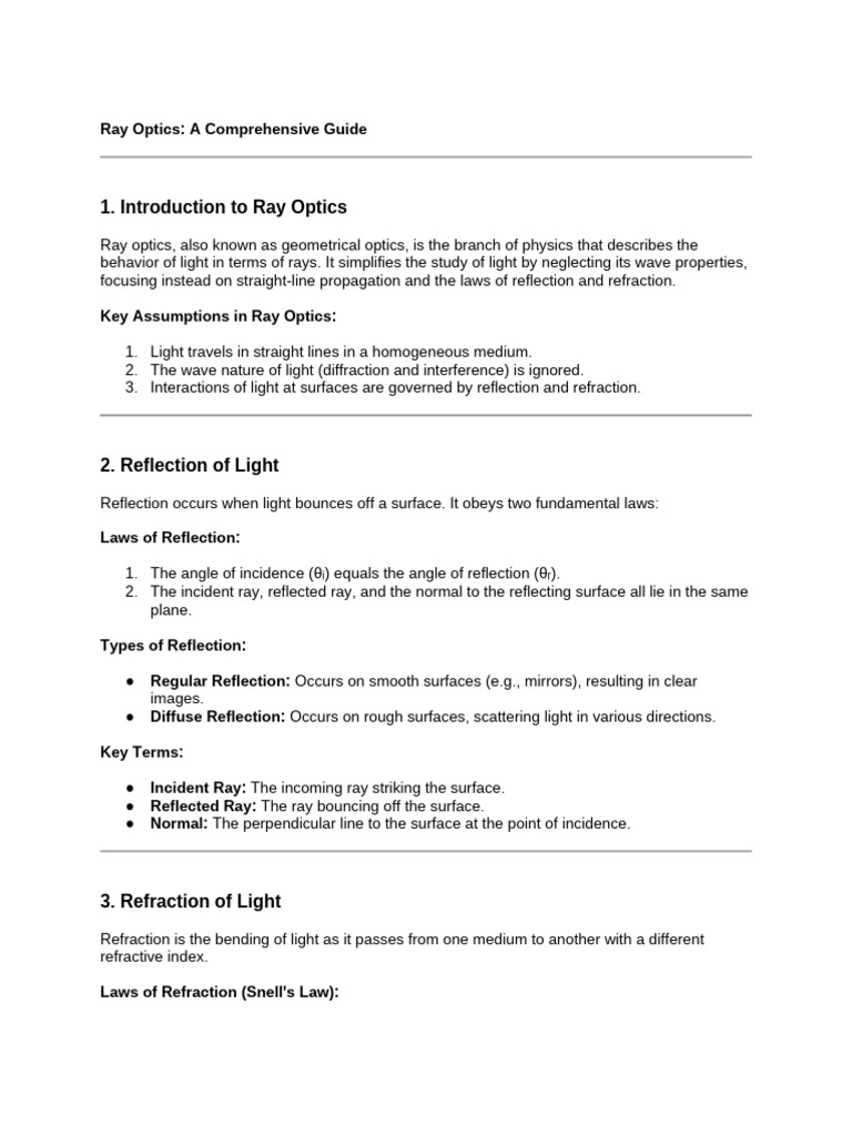 Mastering Ray Optics | PDF | Reflection (Physics) | Optics