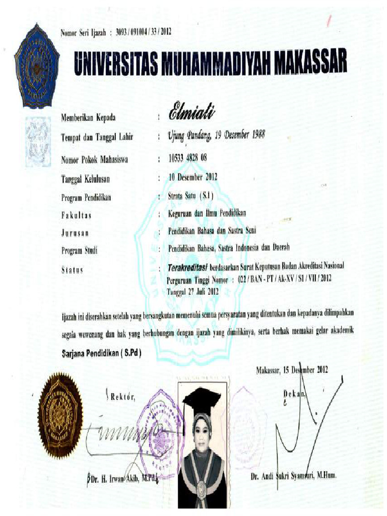 IJAZAH S1 ELMI-digabungkan - Compressed-1 - Organized | PDF