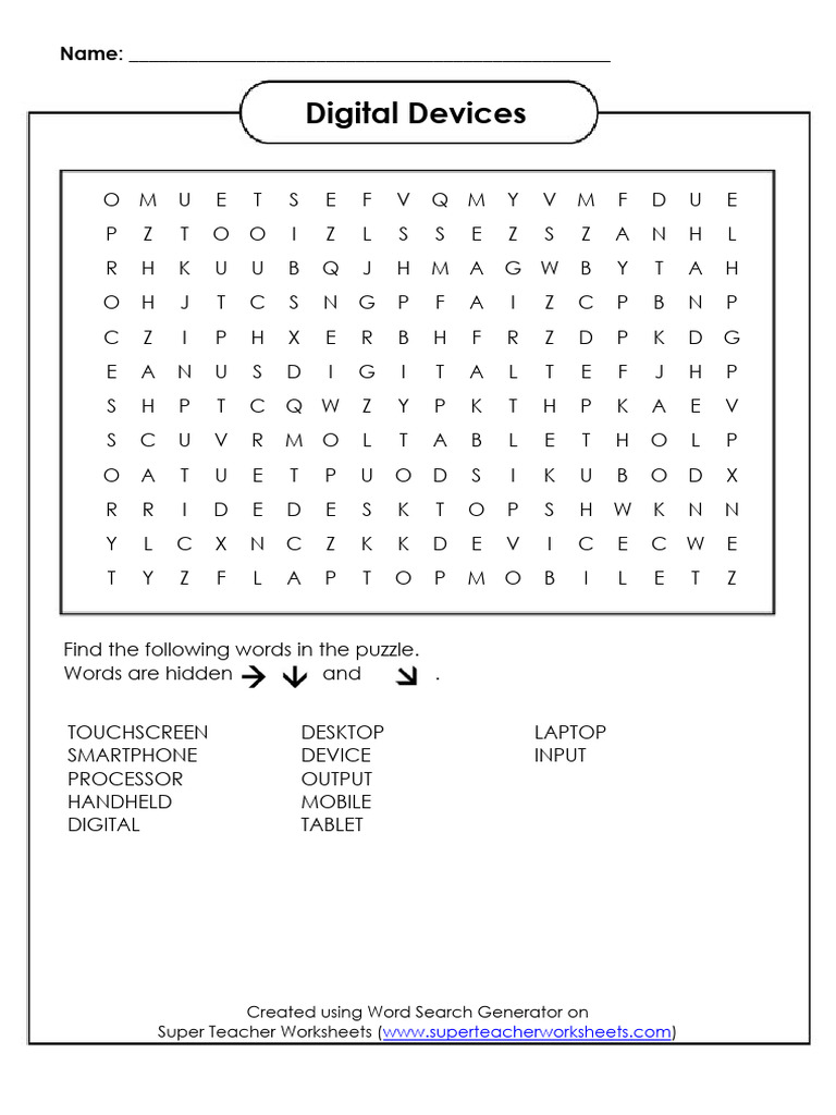 Digital Devices WORDSEARCH | PDF | Mobile Device | Tablet Computer