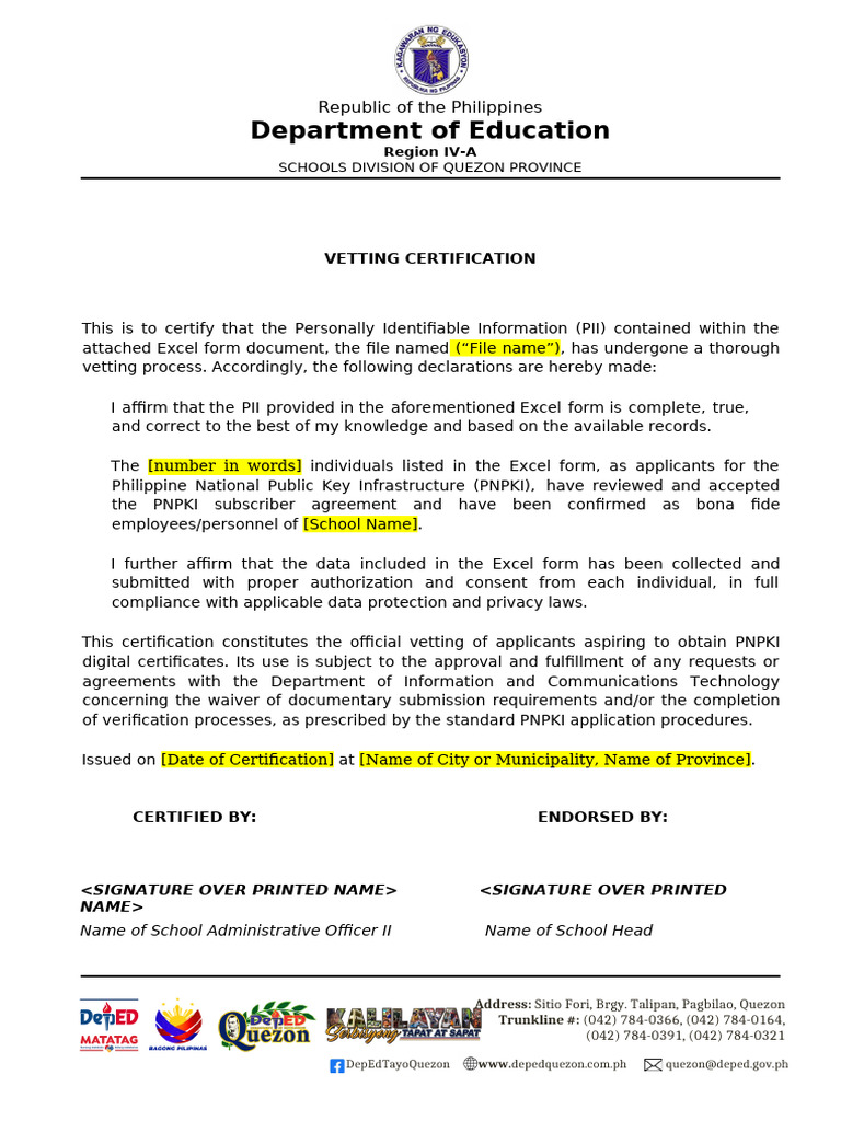 Vetting Certification (For School Personnel) | PDF | Justice | Crime ...