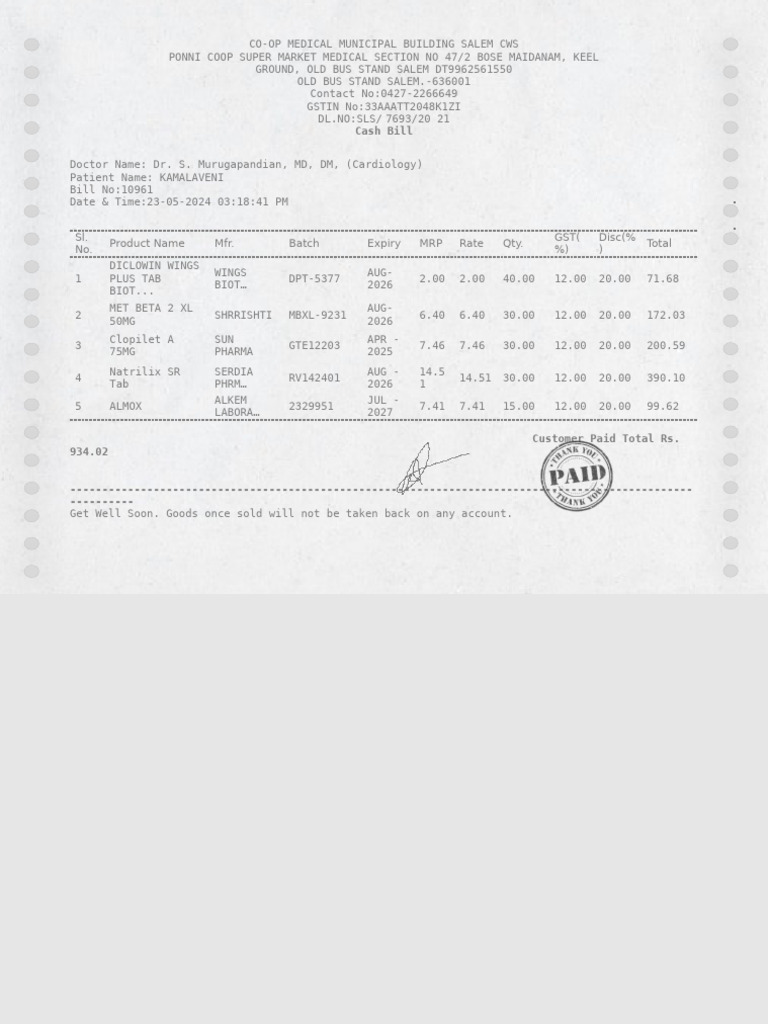 Medical Bill Format | PDF
