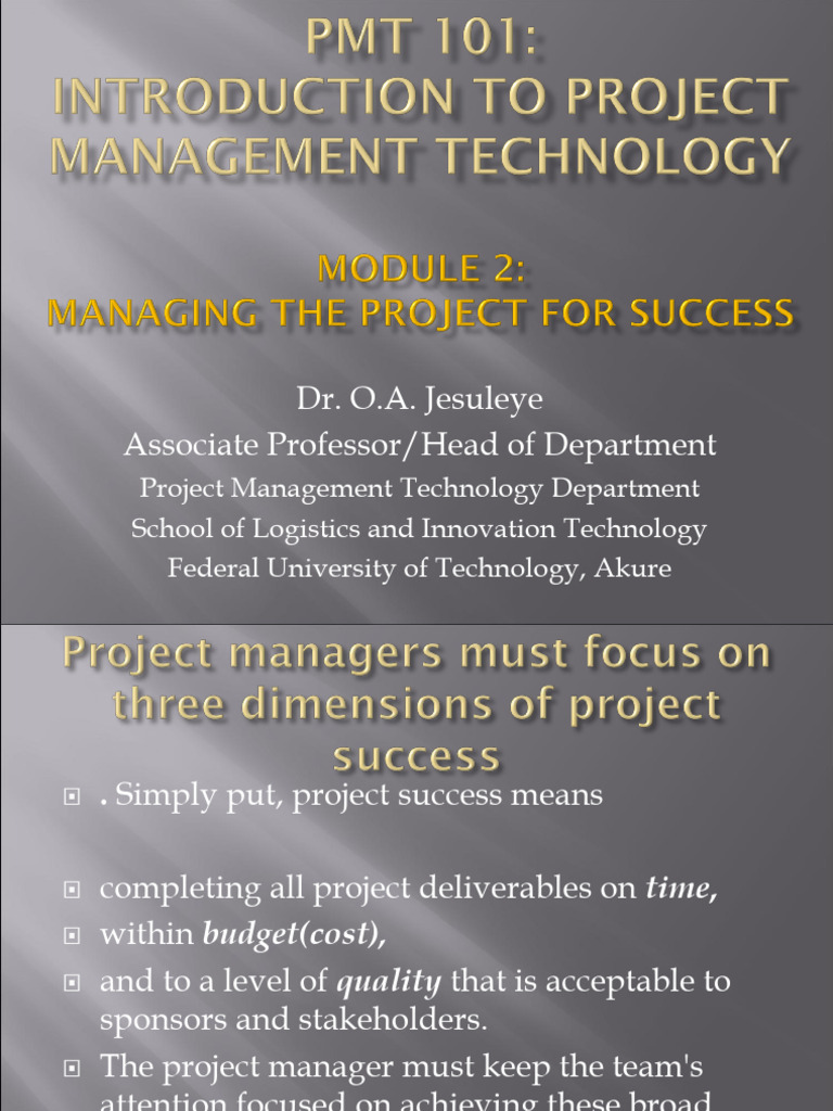 PMT 101 - Introduction To Project Manaagement - Module 2 | PDF | Project Management | Business