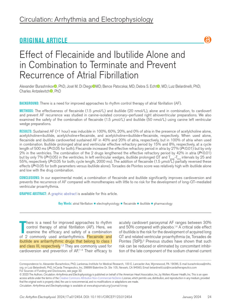 Effect_of_Flecainide_and_Ibutilide_Alone_and_in_Co | PDF | Cardiac Electrophysiology ...
