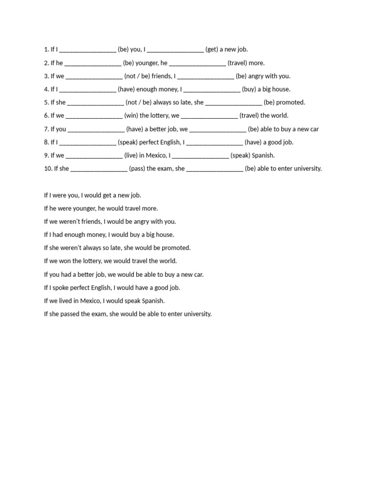 Conditionals Exercise | PDF