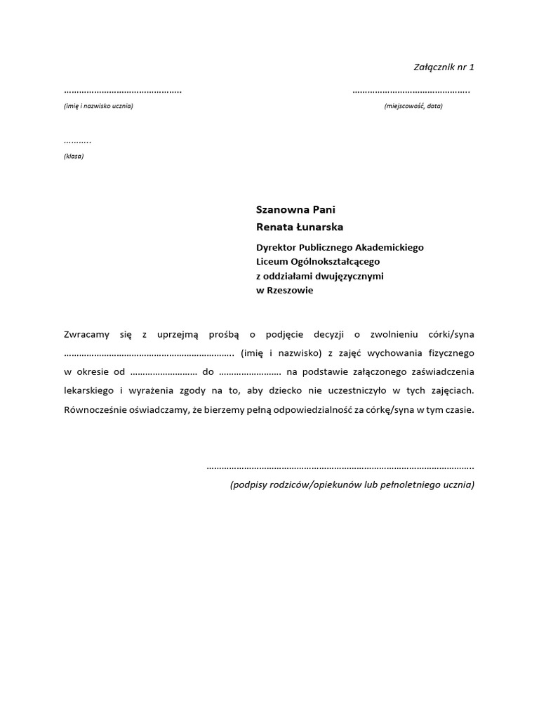 zwolnienie-WF-podanie-2024 | PDF