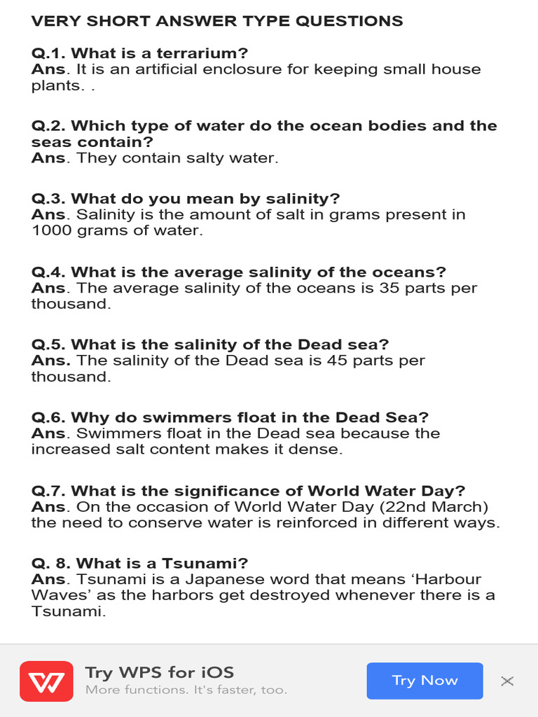Water Class VII | PDF