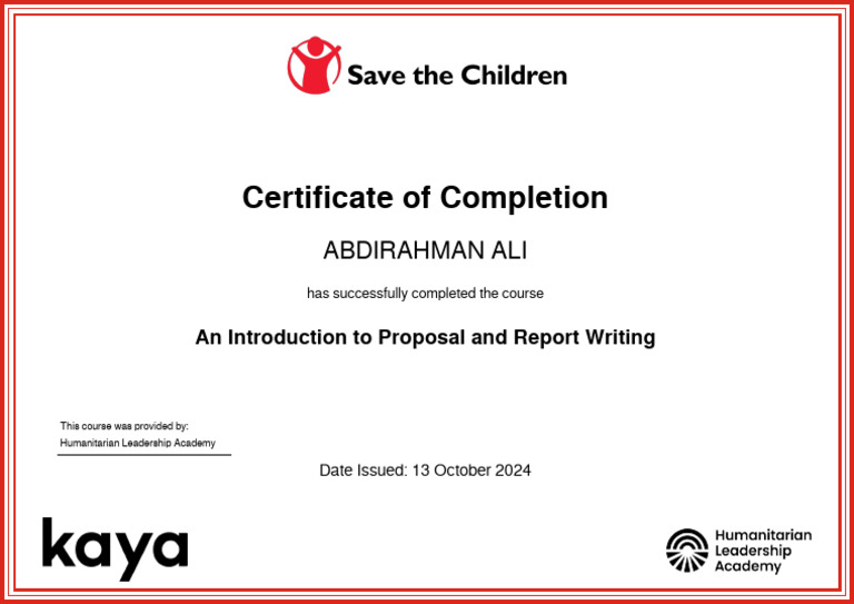 Intro To Proposal and Report Writing - Certificate of Completion | PDF