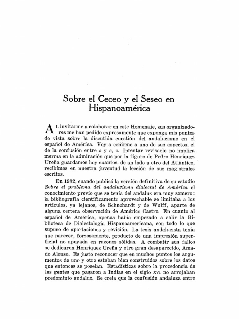 Lapesa Sobre El Ceceo y El Seseo en Hispanoamerica | PDF