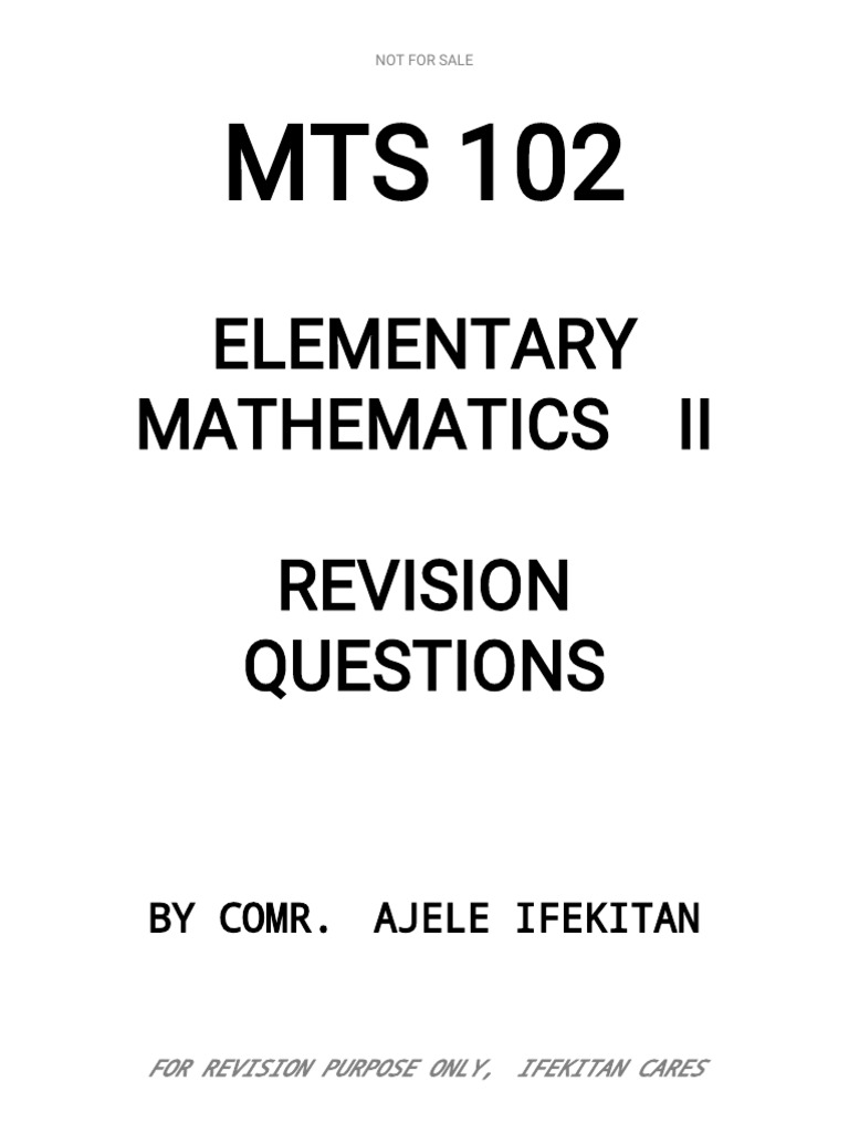 MTS 102 +++ | PDF | Mathematics | Mathematical Analysis