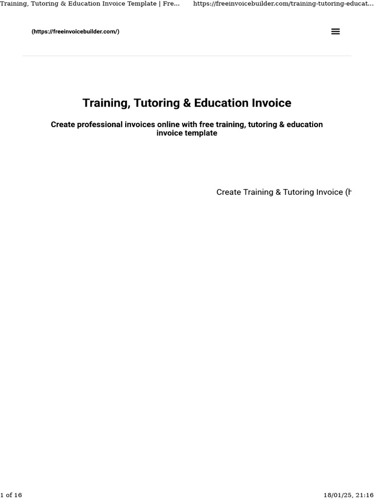 Training, Tutoring & Education Invoice Template _ Free Invoice ...