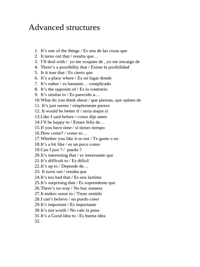 Advanced English Structures | PDF