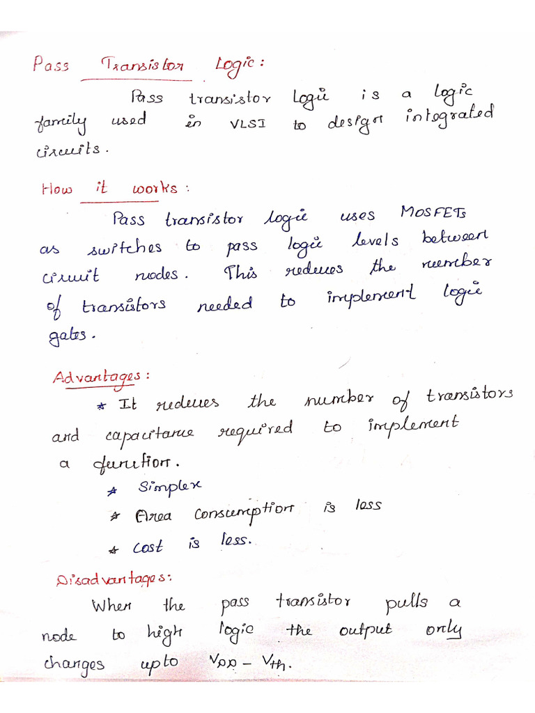 Pass Transistor Logic - Implementation Notes | PDF