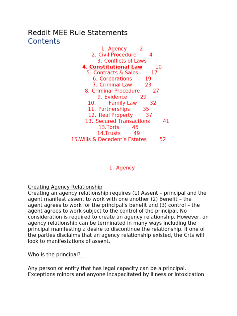 Reddit MEE Rule Statements | PDF | Collateral Estoppel | Law Of Agency