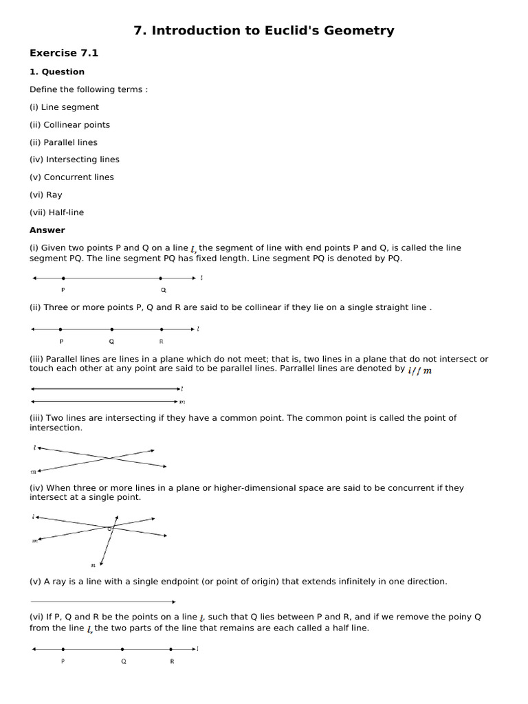 7. Introduction to Euclid's Geometry | PDF | Line (Geometry) | Elementary Mathematics
