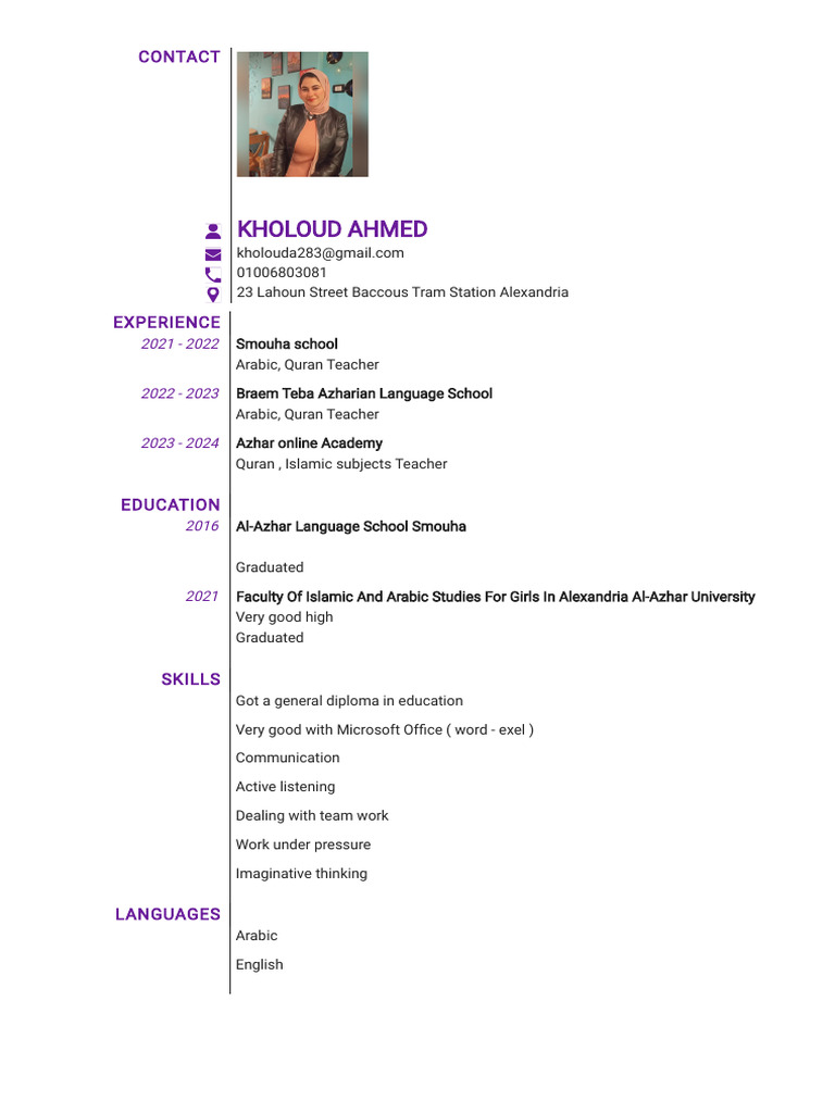 Kholoud Ahmed: Contact | PDF