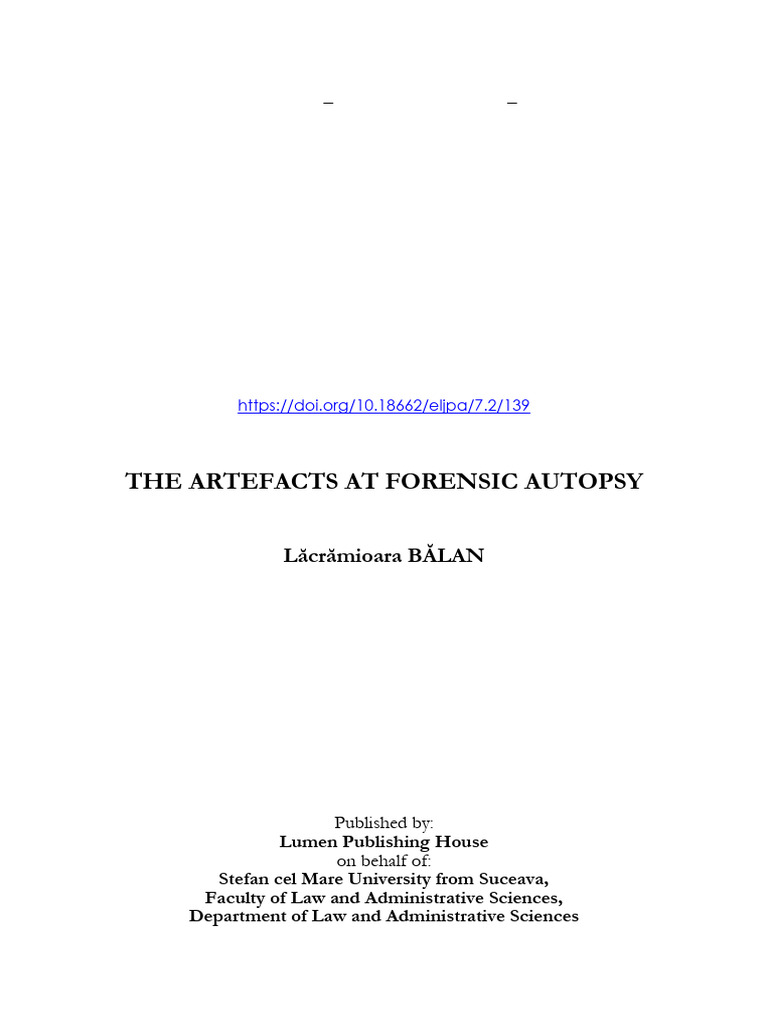 Forensic Autopsy Artefacts Explained | PDF | Autopsy | Decomposition