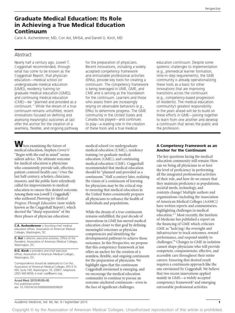 Graduate Medical Education Its Role in Achieving.98749 | PDF | Medical ...