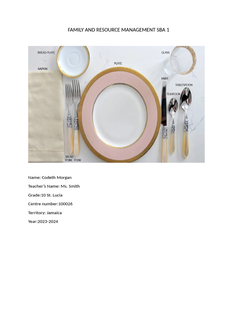 Family and Resource Management SBA 1 | PDF