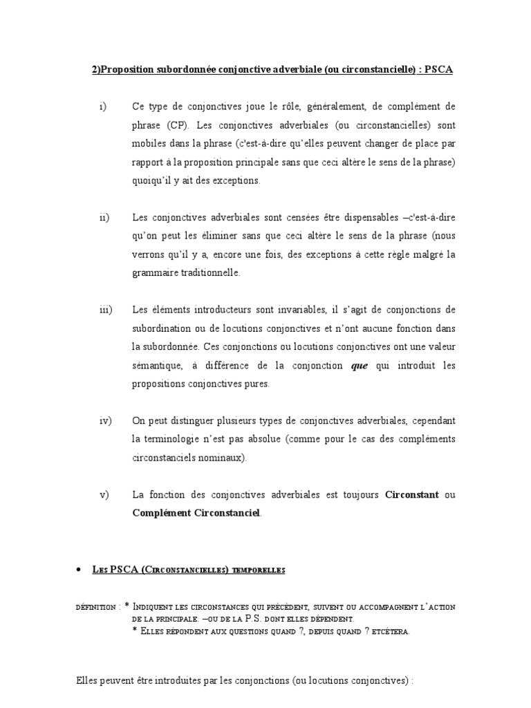 la proposition subordonnée conjonctive adverbiale 1ère partie | PDF ...