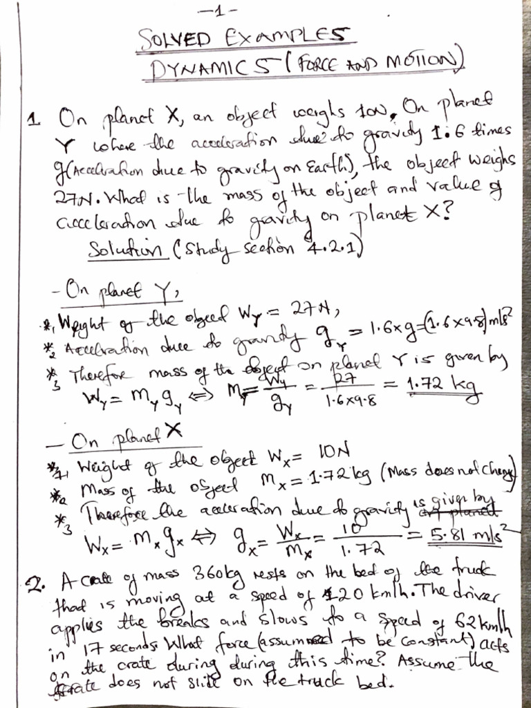 Dynamics Solved Examples | PDF