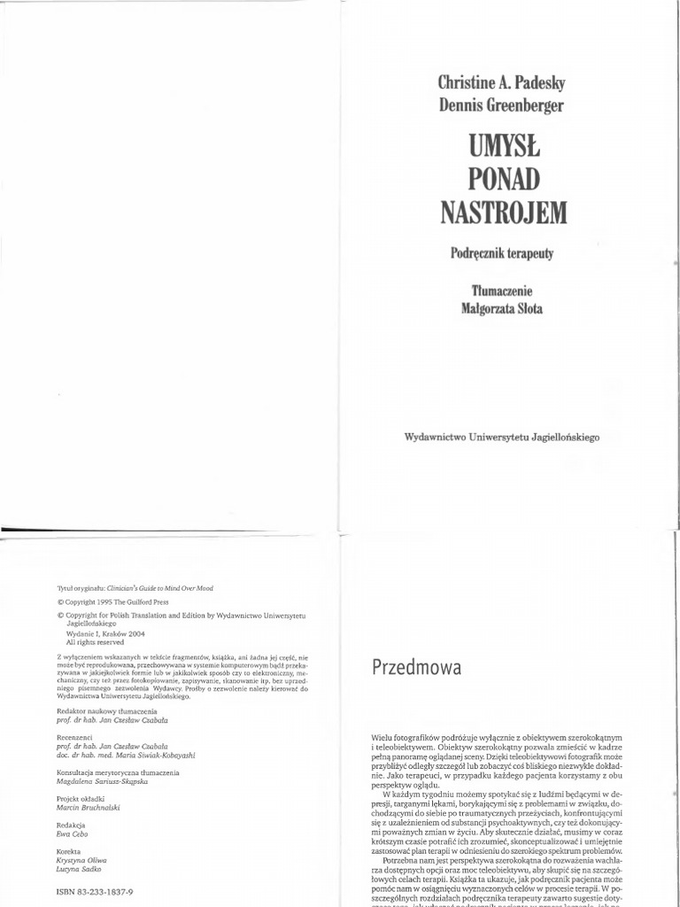 Padesky Ch. Greenberger D. Umysł ponad nastrojem | PDF