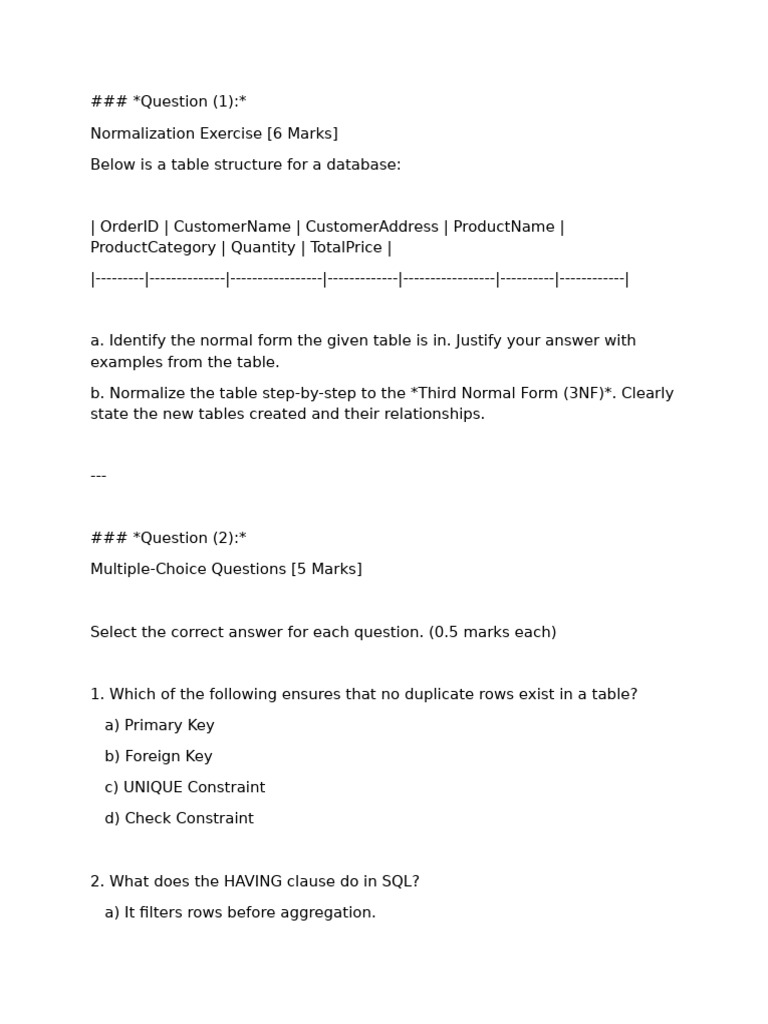 Hard exam | PDF | Relational Database | Data Management Software